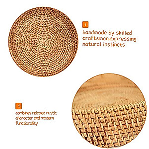 Rattan Round Serving Tray,Hand-Woven Wicker Circular Tray Tabletop Storage Space,Used to Decorate Storage, Bread,Fruit,Vegetables,Store Breakfast Snacks,11.8 inch