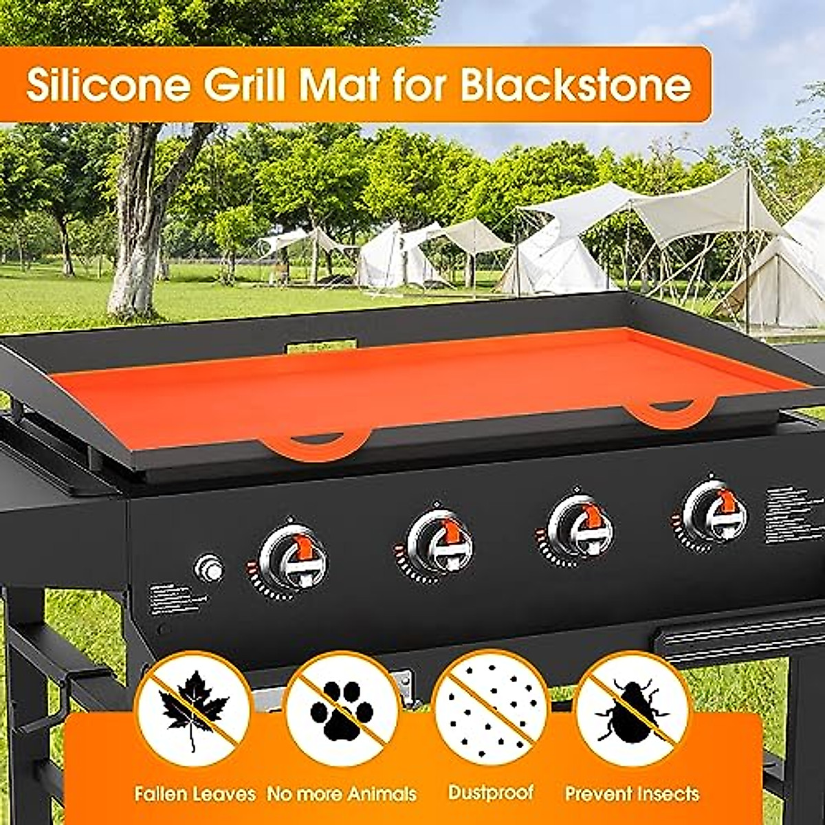 Silicone Griddle Cover Compatible with Blackstone, 36"28"22"17"Griddle Accessories, Heavy Duty Food Grade Silicone Mat for All Season Blackstone Grill, Reusable BBQ Grill Cover (36 Inch)
