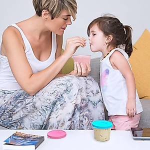 Sophico 8oz Mini Ice Cream Containers with Silicone Lids, Freezer Storage Tubs for Homemade IceCream, Meal Prep, Yogurt, Soup and Food (Small, 4 Pack)