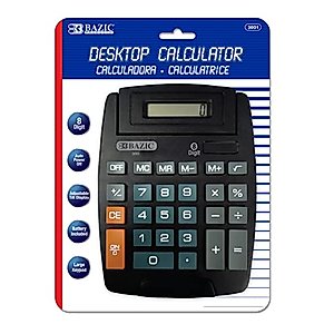 BAZIC 8-Digit Large Desktop Calculator w/Adjustable Display