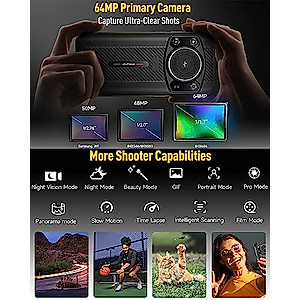 Ulefone Rugged Unlocked Phones 2023, Armor 21 122db Louder Speaker, 16+256GB, 9600mAh, 64MP+24MP Cameras, Android 13, IR Blaster, uSmart/Dock Charge Supported Rugged Smartphones T-Mobile, Black