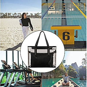 Abuyall Transparent Purse Women Large PVC Clear Tote Bag Handbag Waterproof Beach Bag Gunblack