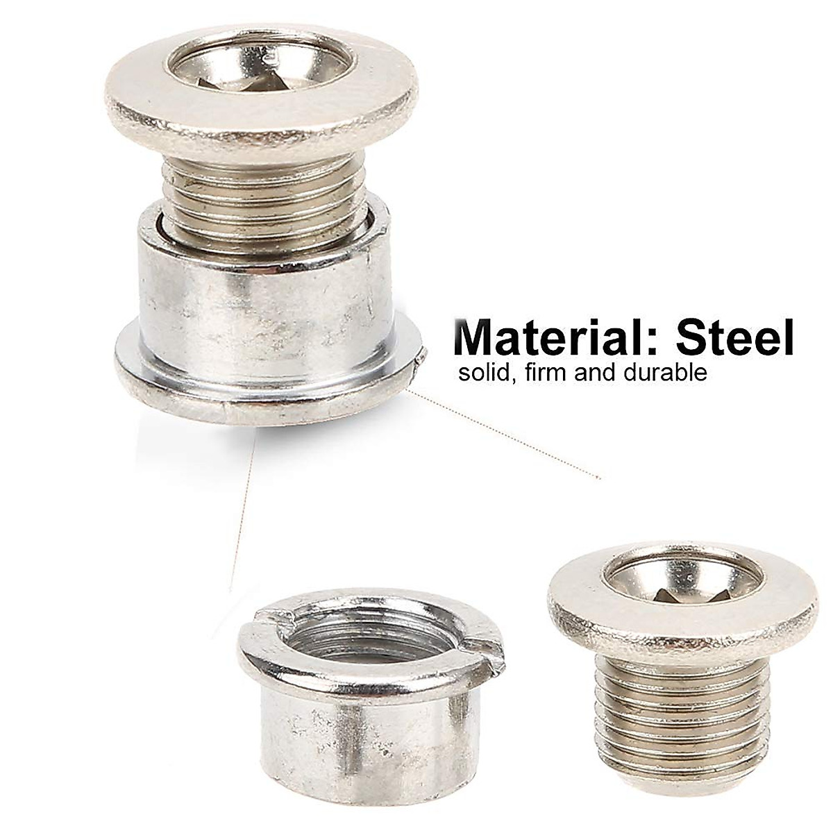 8PCS Bike Crankset Chainwheel Screws Fit,plplaaoo Steel Silver Crankset Screw Nut, 0.5 x 0.4 in Crankset Screw Bolts, Durable Crank Fixing Bolt for Mountain Bike Road Bicycles, bike nuts bike cra