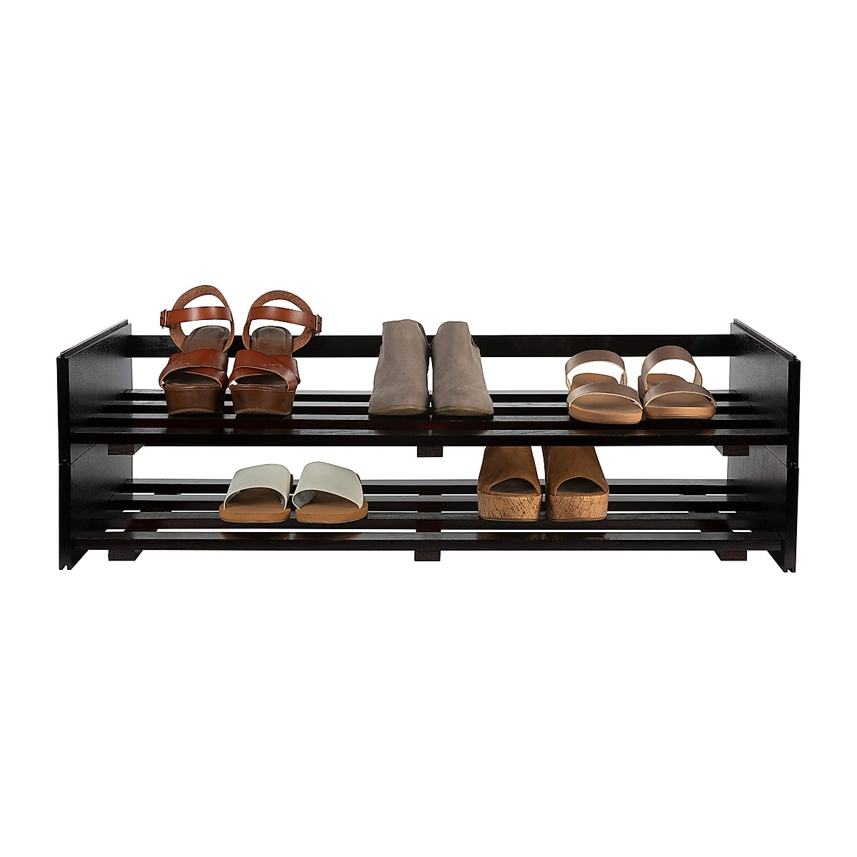 Organize It All 2-Tier Mahogany Stackable Shoe Rack