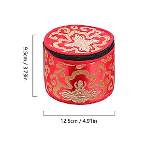 Tibetan Singing Bowl Bag Zipper Buddhist Meditation Bowl Tote Holder Portable Travel Outdoor Chanting Bowl Storage Case 12X9.5CM (Random Color)