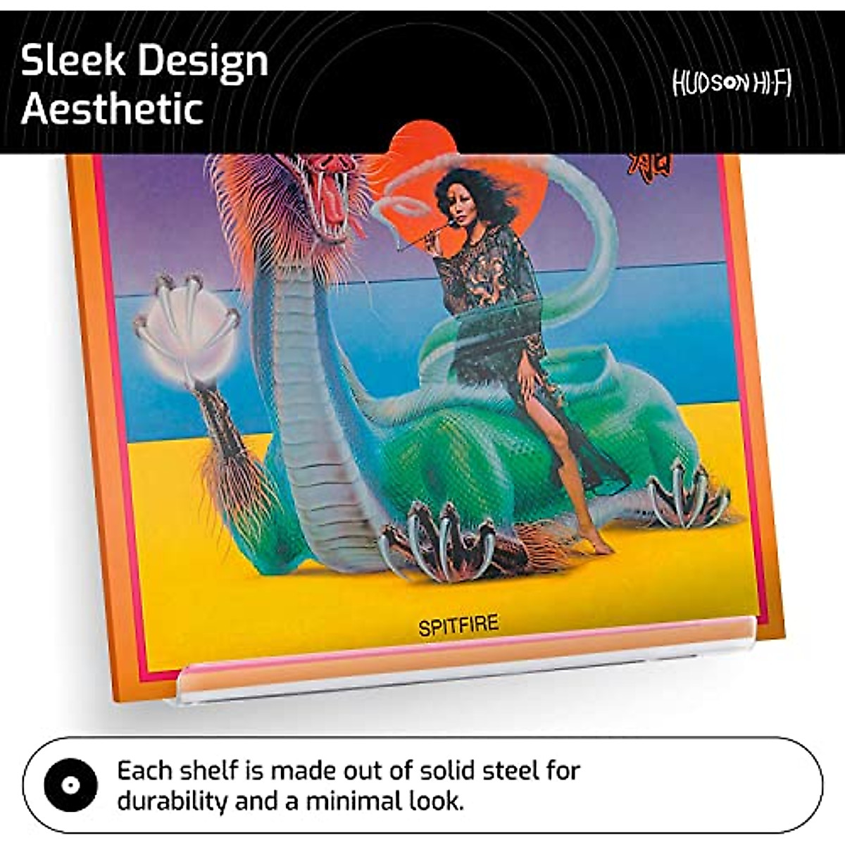 Hudson Hi-Fi LP Vinyl Record Wall Display Shelf - Display Your Favorite LP Records in Style (4 Pack, Cleay Acrylic)