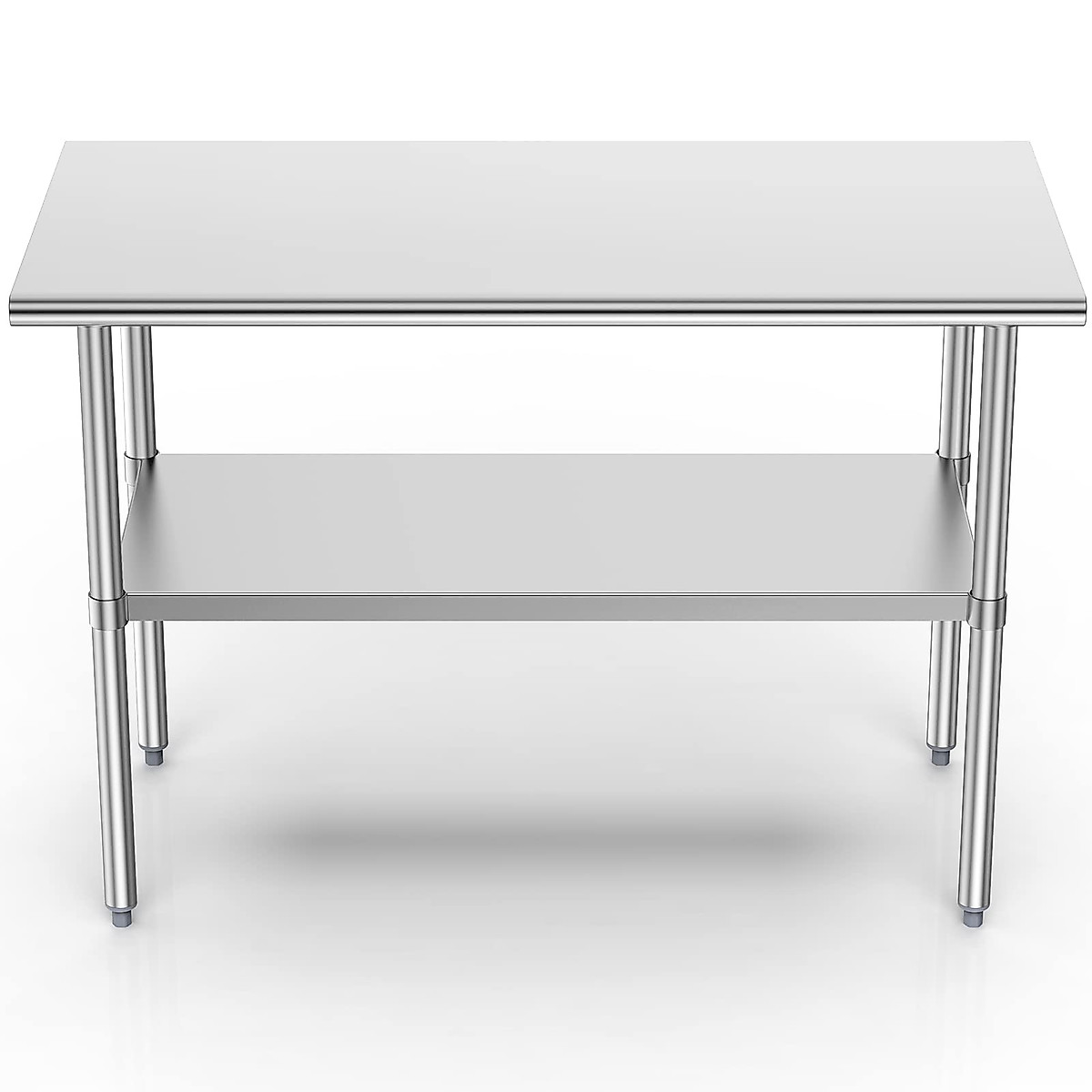 Atronor Stainless Steel Table for Prep & Work, NSF Metal Commercial Heavy Duty Table with Adjustable Under Shelf and Foot for Restaurant, Home and Hotel (24x48in)