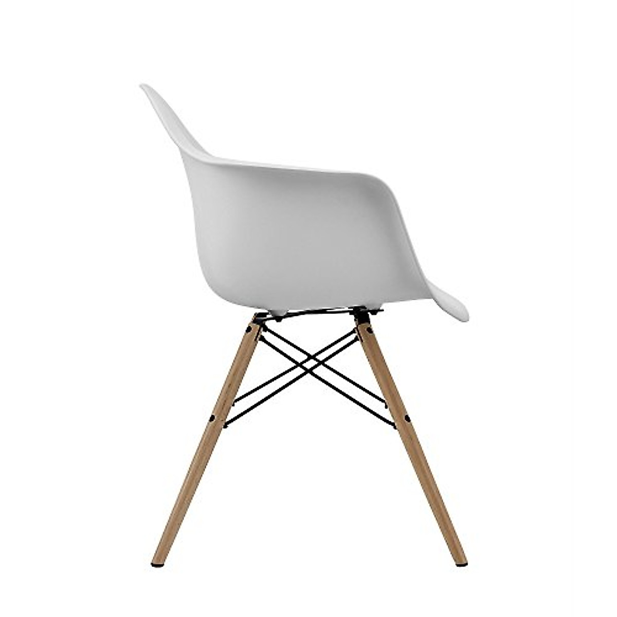 DHP Mid Century Modern Chair with Wood Legs, White