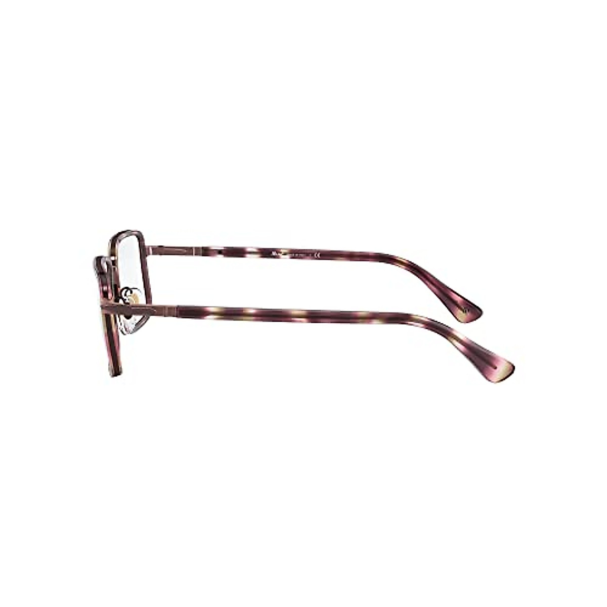 Persol PO2473V Rectangular Prescription Eyewear Frames, Brown/Striped Bordeaux/Demo Lens, 49 mm