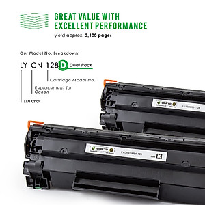 LINKYO Compatible Toner Cartridge Replacement for Canon 128 (Black, 2-Pack)