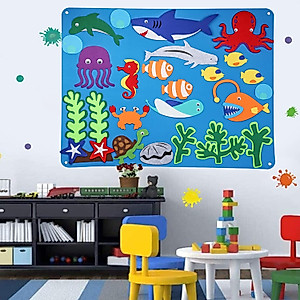 Crafty Toyz Ocean Animals Felt Board Set – Toddler Sea Creatures Play Kit – Kids Preschool Classroom Story Crafts – Toddlers Learning Animal Wall Toy