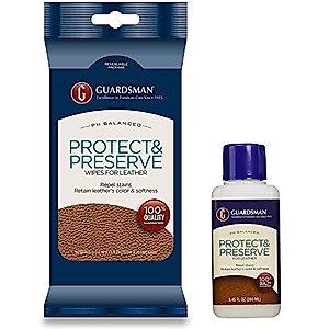 Guardsman Leather Care Bundle - Protect & Preserve 8.4 oz & Wipes - Repels Stains, Retains Color and Softness, Great for Leather Furniture & Car Interiors