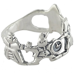 FashionJunkie4Life Sterling Silver Alice in Wonderland Ring with White Rabbit, Alice, Queen, Playing Card (7)