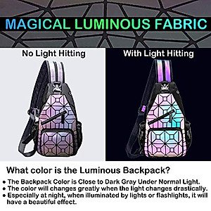 Geometric Luminous Backpacks Holographic Reflective Bag Lumikay Purse Irredescent Crossbody Bag Prism Sling Bag for Women Men NO.2