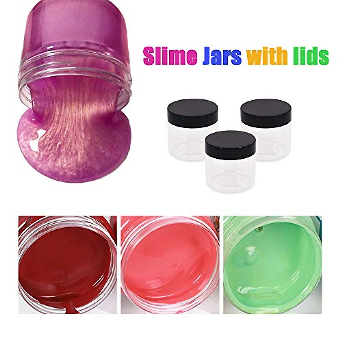 20 Pcs 2 Oz Clear Plastic Round Slime Containers,Plastic Storage Jars with Lids,Refillable Container for Slime,Cream,Cosmetic,Paint and Jewelry