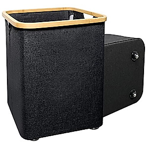 Black Laundry Basket with Wheels - 79L Laundry Hamper with Removable Laundry Bag, Foldable Easy Carry Handles Dirty Clothes Hamper for Laundry Room, Bedroom, Toys Storage Organizer