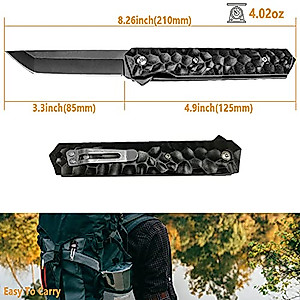 URiver Pocket Knife,Pocket Survival Knife,Pocket Knife for Camping Hiking,Aluminum Handle,Glass Breaker, With Pocket clip,Material