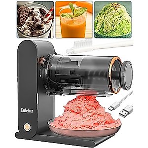 Shaved Ice Machine Electric - Rechargeable Snow Cone Maker, Frozen Dessert Machine Makes Soft Smoothies, Slushie (Dark Grey)