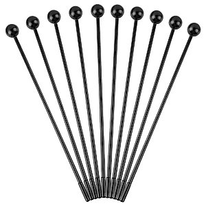 AUEAR, 10 Pack Solid Plastic Bell Mallets Percussion Sticks Hammer Drum Xylophone 11 Inch Black