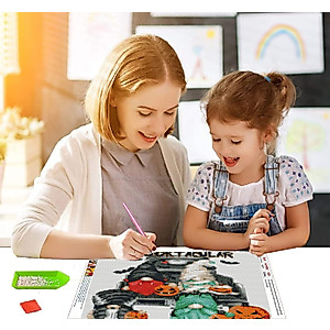 VIGEGU Halloween Truck Gnome Diamond Painting Kits for Adults - Diamond Art Kits 5D Paintings with Diamond Dots Full Drill Round Gem Art,for Spook tacular DIY Gift and Home Decor12 x 12inch rectangle