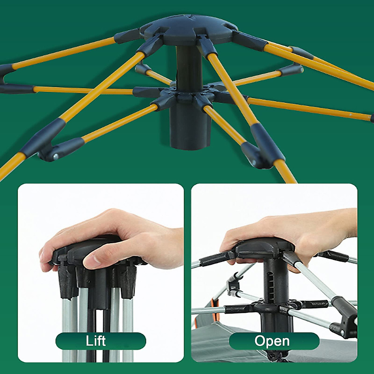 Camping Tent - 2-4 Person Easy Pop Up Tent with 2 Doors & 2 Windows,Waterproof Instant Tent,Lightweight & Portable Family Tents for Outdoor Camping, Hiking & Traveling (Green,3-4 People)