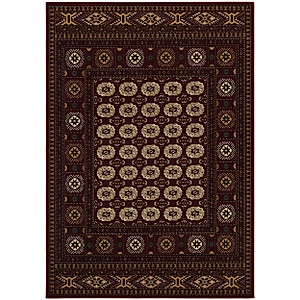 RUG BRANCH Majestic Afghan Persian Chobi Red Beige Indoor Area Rug for Living Room, Bedroom, Dining Room, and Kitchen - 8' x 11' (Exact Size: 7'9" X 10'8")