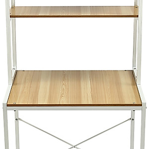 iSamLam Over Washer Dryer Standing Rack Stand with Adjustable Rubber Feet, Hanging Towels Organizer Laundry Products Storage Shelf for Bathroom Laundry Room Space Saver (White + Log)