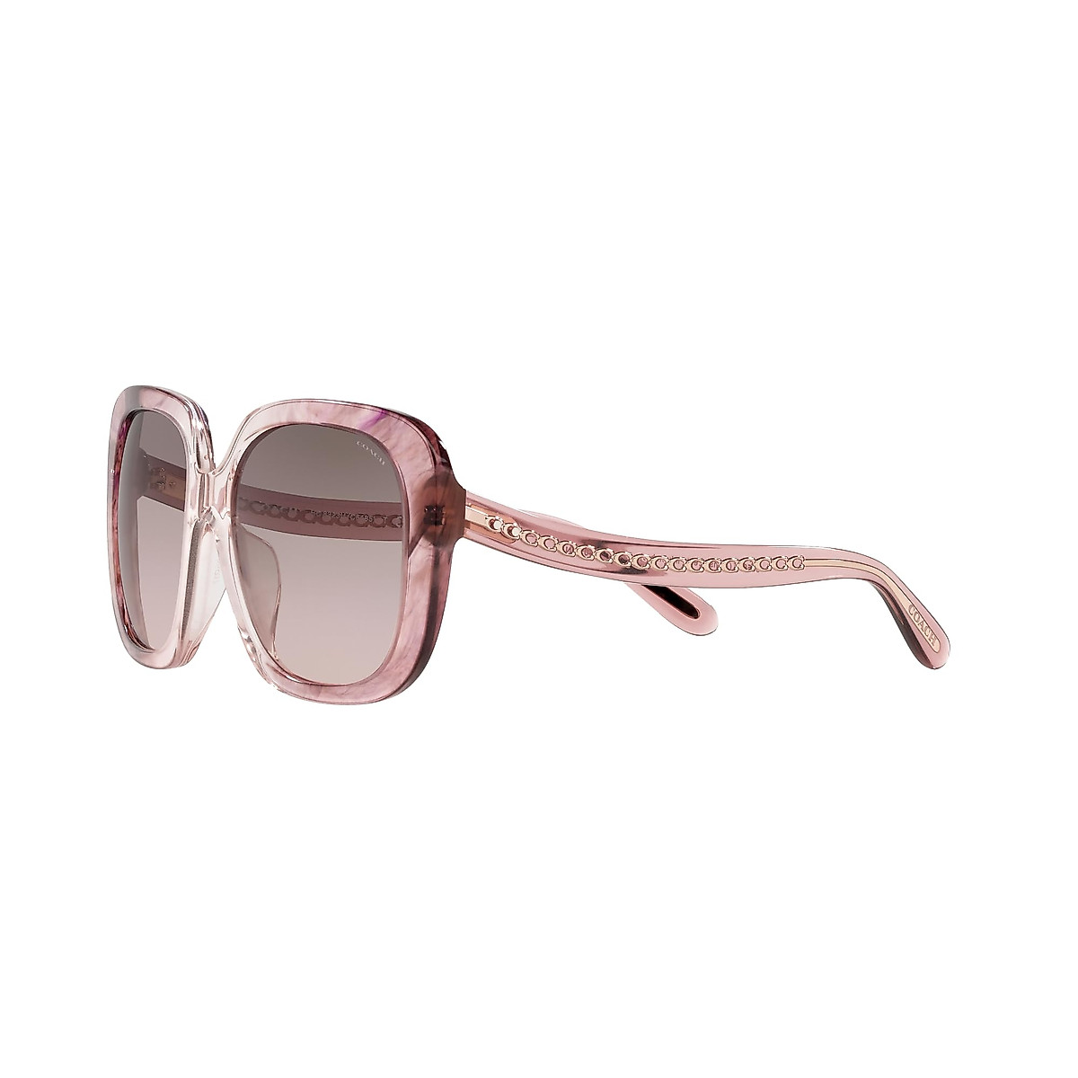 Coach HC8323U Universal Fit Sunglasses, Transparent Pink Ombre/Brown Pink Gradient, 56 mm