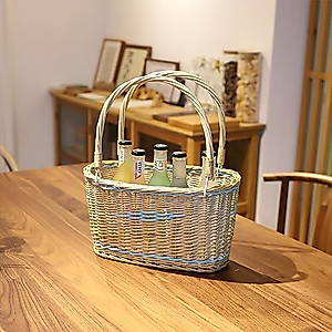 Wicker Woven Basket,Storage Basket with Handle,Large Storage Baskets for Fall Decor, Easter, Picnics, Gifts, Home Decor (Willow)