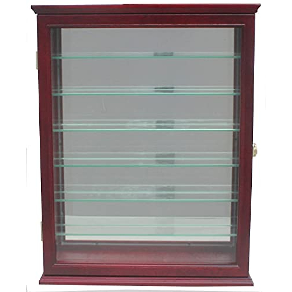 DisplayGifts Shot Glass Display Case Wall & Standing Curio Cabinet Shelf Unit Small Curio Cabinet (Cherry Finish)