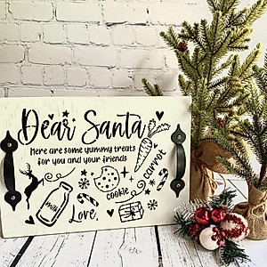 Christmas Santa Tray Stencils for Painting on Wood,Reusable Xmas Dear Santa Tray Stencil Drawing Templates for Serving Tray/Plate/Round Wood