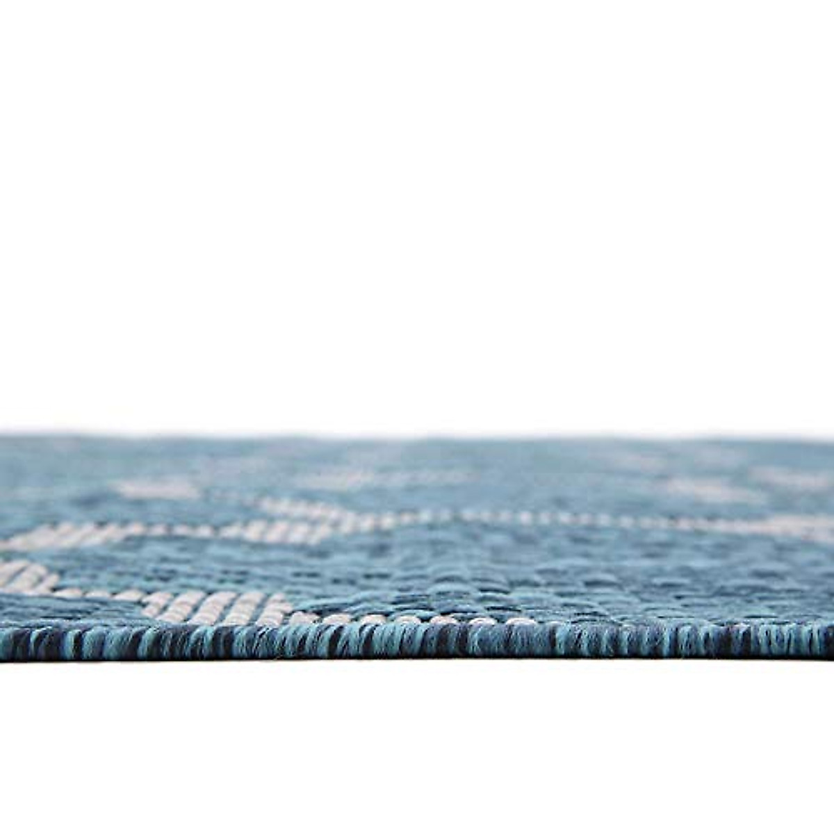 Unique Loom Outdoor Trellis Collection Area Rug (7' 1" x 10' Rectangle, Teal/ Gray)