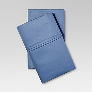 Threshold Performance King Pillowcase Set, Navy Blue 400 TC Sateen 100% Cotton