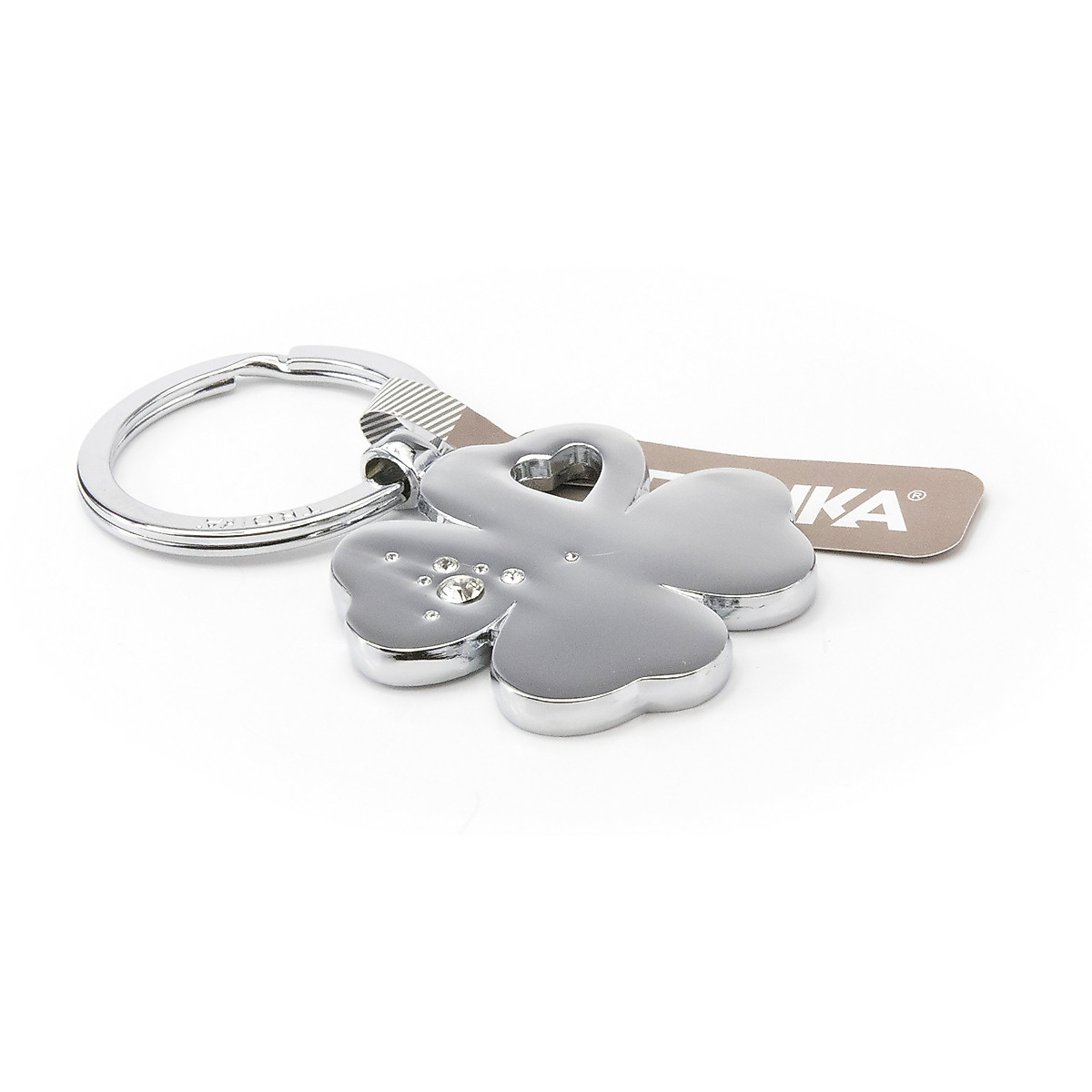 TROIKA Girls Best Friends "Clover" – KR9-30/CH – Keyring – Made with Swarovski® Elements – cast Metal– Shiny – Chrome Plated – Silver – TROIKA-Original