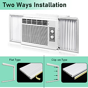 Flehomo Window Air Conditioner Side Panels with Double Layers, Adjustable Insulation AC Side Panel, Window Unit Replacement Screen, Fits Up to 17" x 10", White