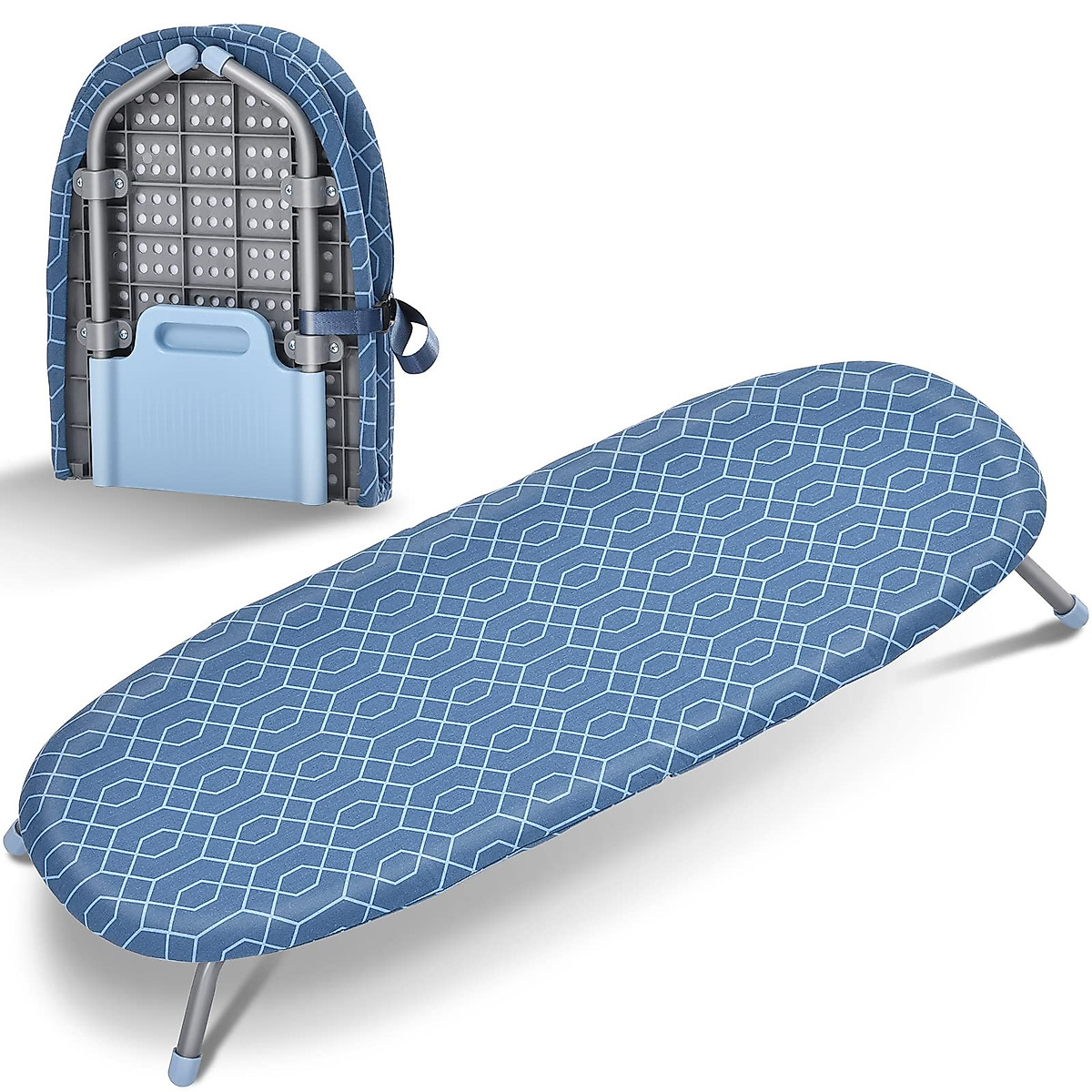 APEXCHASER Foldable Ironing Board, Tabletop Small Ironing Board with Heat Resistant Ironing Covers, Portable Folding Mini Ironing Board with Non-Slip Feet for Home, Laundry Rooms, Dorms, Travel Use