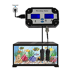 Alvinlite Water Quality Meter, PH & Temperature 2-in-1 Monitor Meter, Dual Display Water Quality Monitoring Kit High Accuracy for Aquarium Hydroponics Pools Tanks Spa(110V)