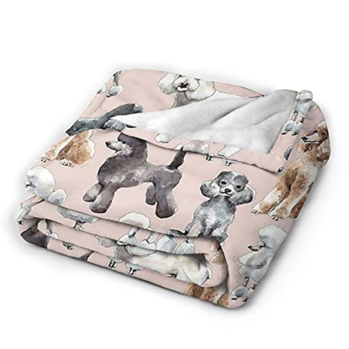 Quicklro Poodles Dogs Flannel Fleece Soft Throw Blanket 50*40inch,Lightweight Microfiber Flannel Fleece Plush Blanket for Bed Sofa Couch All Seasons Black