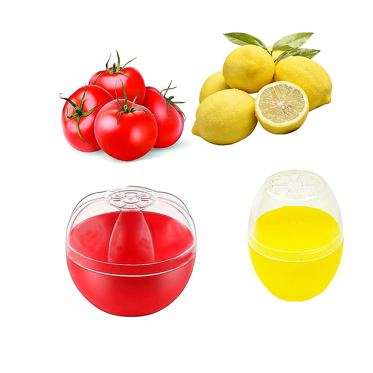 Yamesu 5 Pieces Fruit and Vegetable Shaped Savers Keepers Storage Containers for Fridge, Avocado Green Pepper Tomato Lemon and Onion Keeper/Saver/Holder, Refrigerator Vegetable Crisper