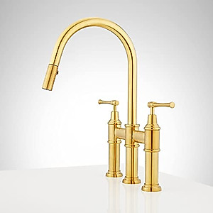 Signature Hardware 950466 Hurston 1.8 GPM Double Handle Bridge Pull-Down Kitchen Faucet