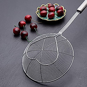 Strainer Spoon, 6.3 Inches Pasta Spoon Strainer with Long Handle Stainless Steel, Eisinly Kitchen Frying Utensil Food Strainer Skimmer Spoon for Cooking