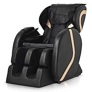 BIADNBZ Chair Zero Gravity Full Body Massage Recliner with Foot Rollers and Heat Therapy Air Pressure System with Remote Control Easy to Use at Office Home Family, Black A