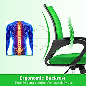 Desk Chair Home Office Chair with Lumbar Support& Armrest, Adjustable Ergonomic Mid Back Computer Chair Executive Rolling Swivel Mesh Office Desk Chairs for Adults, Green