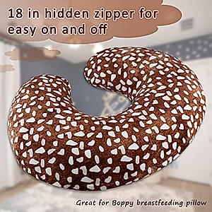 GFU Nursing Pillow Cover for Baby Boys and Girls, Minky Breastfeeding Pillow Case for Newborn, Soft Deer Skin Print Breastfeeding Pillow Slipcover, Stretchy Feeding Cover