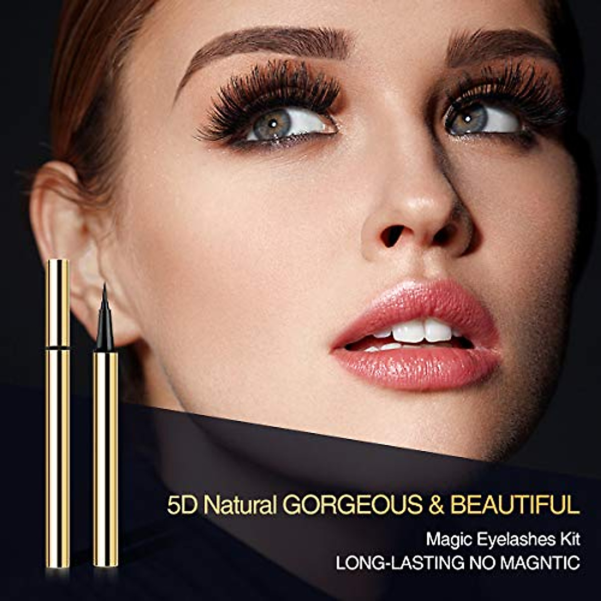 MAgic Magnetic Eyelashes and Eyeliner Kit 3D 5D Natural Look False Lashes No Glue Needed NO Magnetic Need NO Add Weight 7 Pairs Eyelash Kityeliner Pen (Blue)