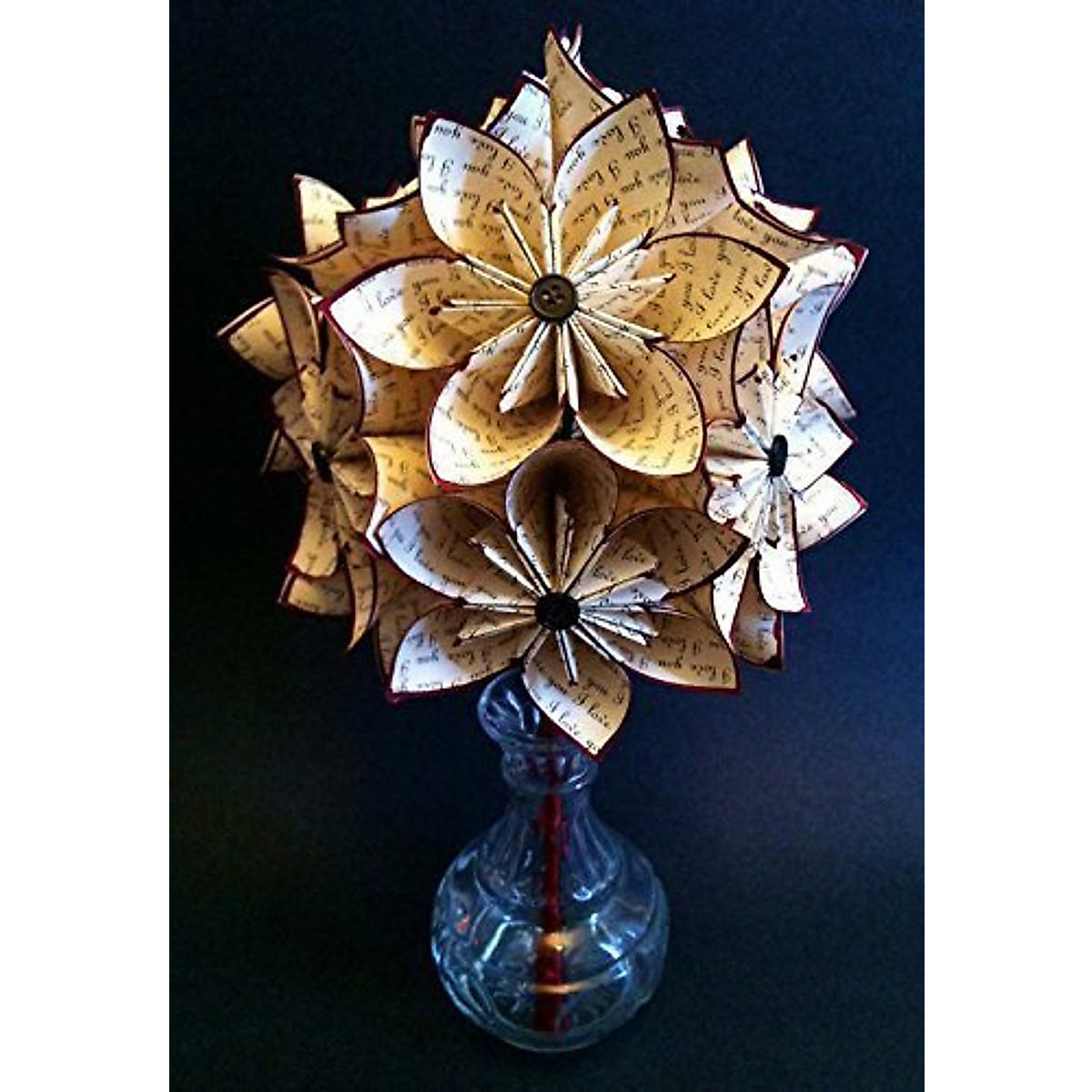 A Dozen "I Love You's" - 12 paper flowers, custom gift, 1st anniversary, gifts for her,bouquet, origami, red rose, made to order