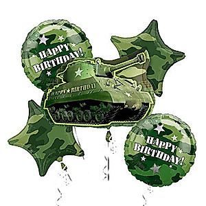 Army Tank Camouflage Party Supplies Birthday Balloon Bouquet Decorations