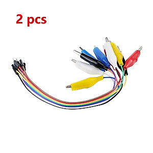 Antrader 2 Pack Alligator Clip to Wire 10pin 20cm Male for Test Lead/Breadboard/Raspberry pi/ 3D Print Prototype