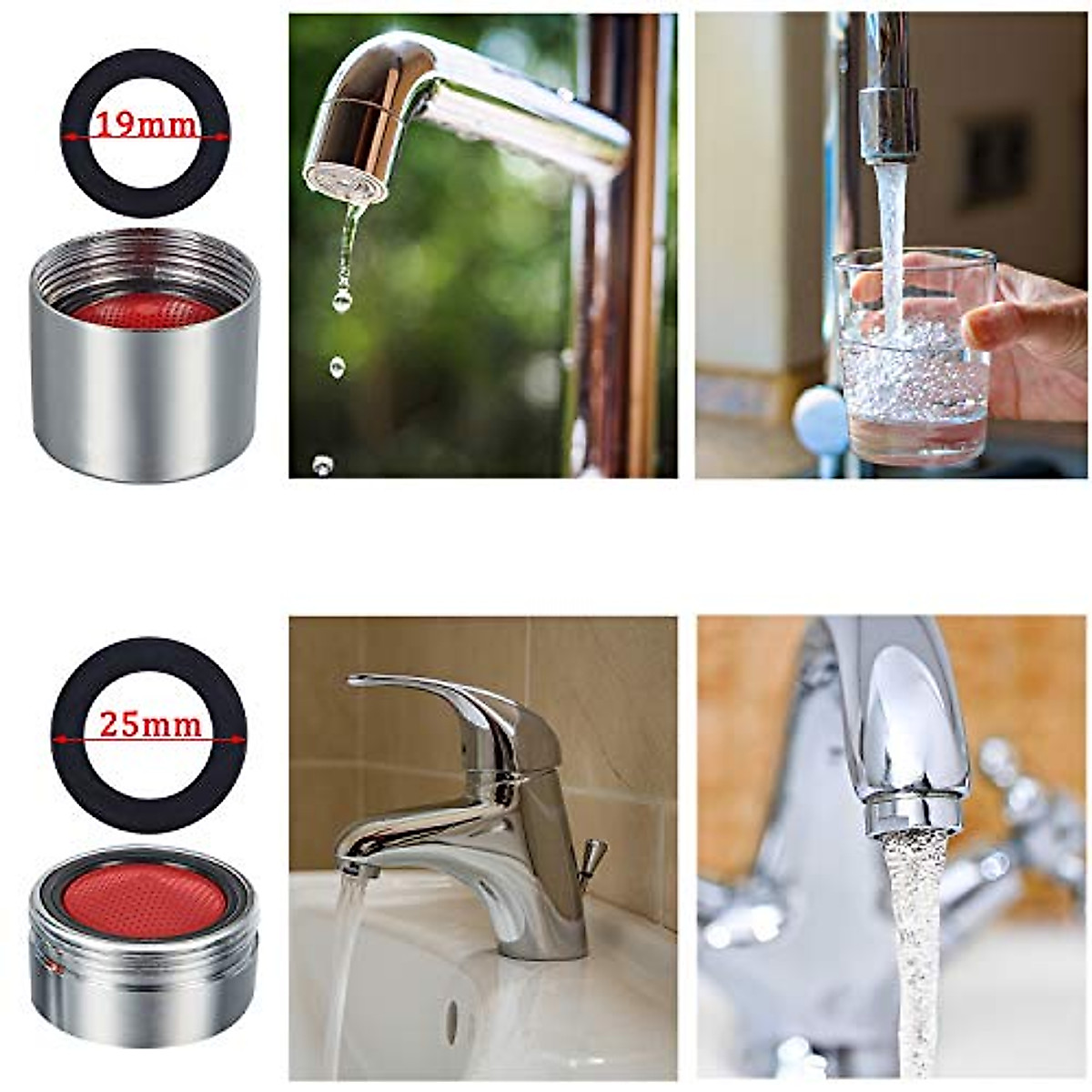 40 Pieces Faucet Aerator Flow Restrictor Insert Faucet Aerators Replacement Parts for Bathroom or Kitchen, Red(2.2 GPM) and Green(1.5 GPM)