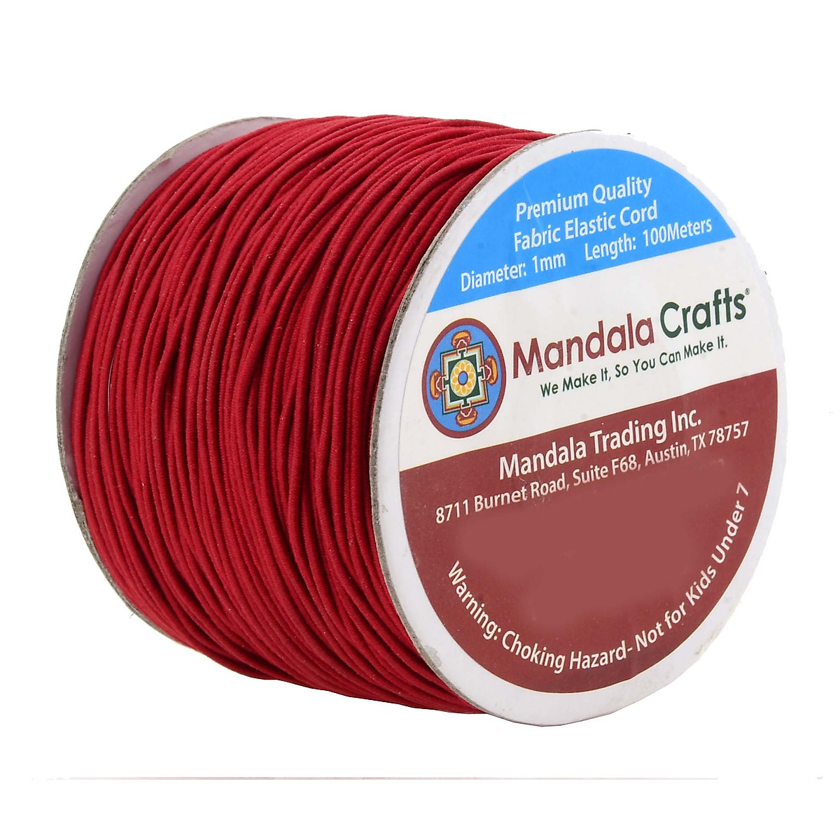 Mandala Crafts 1mm Red Elastic Cord for Bracelets Necklaces - 109 Yds Red Elastic String Stretchy Cord for Jewelry Making Beading - Stretch String for Sewing Crafting